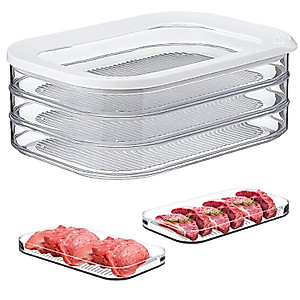 RKXQT Lunchmeat Storage Container for Fridge, Transparent Deli Lunch Meat Container for Refrigerator, Deli Container with Lid for Bacon, Lunch Meat, Stackable Cold Cuts, Vegetable and Cheese, 3pcs.
