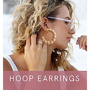 Rattan Earrings Statement Rattan Ball Hoop Earrings for Women Woven Bohemian Earrings Handmade Straw Wicker Braid Big Drop Dangle Earrings for Women Summer Beach Jewelry
