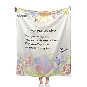 Grandma Blanket from Grandkid Birthday Gifts for Grandma 50"×60" Cozy Soft Grandma Throw Blanket for Couch Warm Super Soft Blanket Comfy Lap Blanket for Sofa