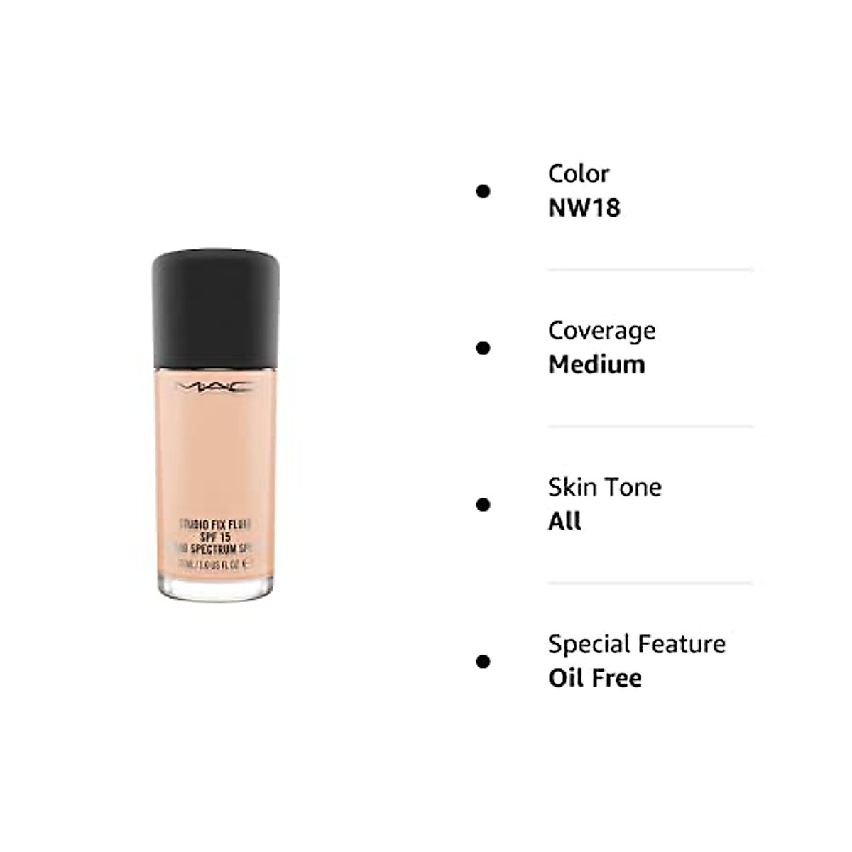 M.A.C Studio Fix Fluid Foundation SPF15 NW18, 1 Ounce