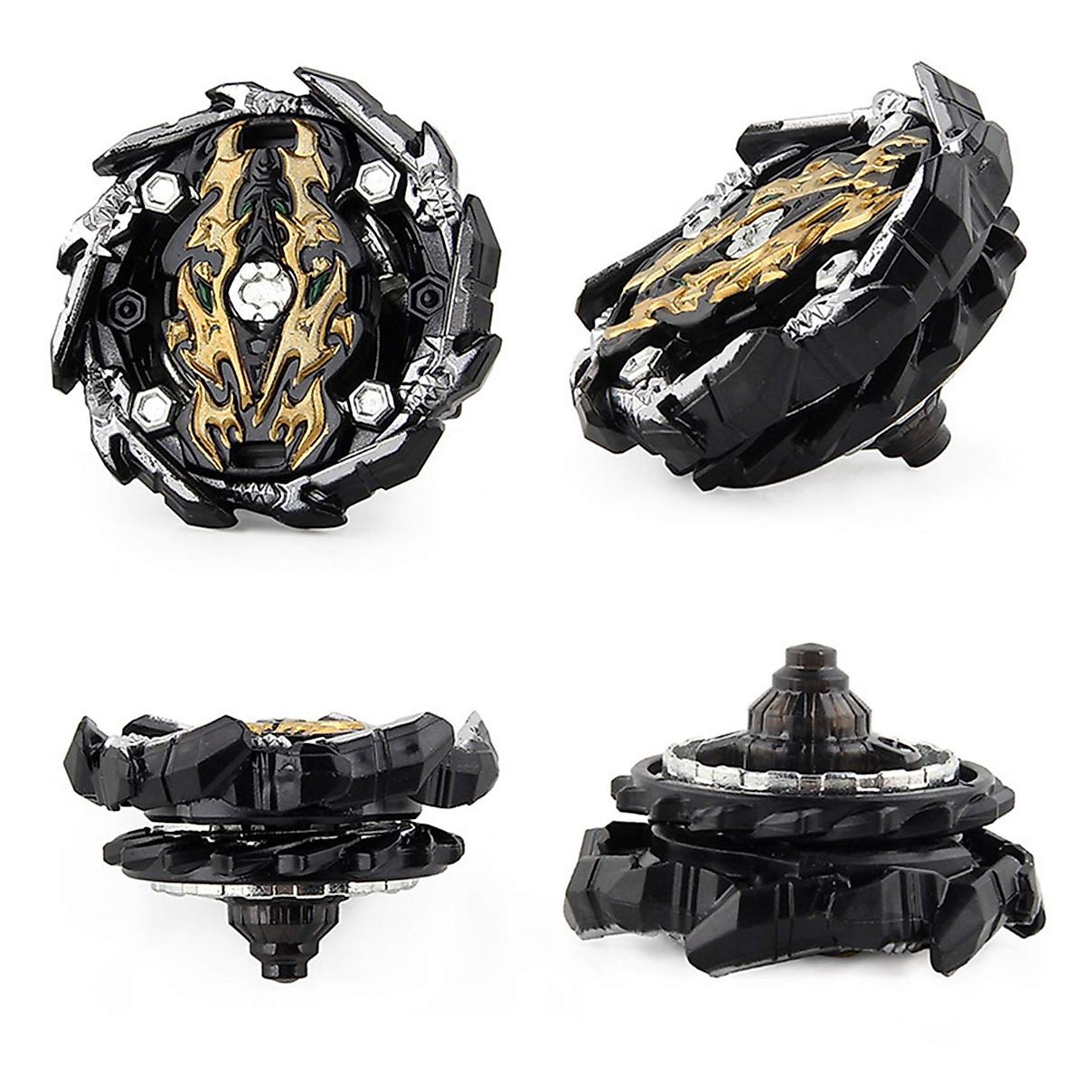 Bey Battle Burst Blade GT B-135 Booster Bushin Ashura.Hr.Kp Ten Top Black Left and Right Launcher Handle Starter Set Gaming Battling Top God Bay LR Bey Launcher Spinning Toys Gift for Boy