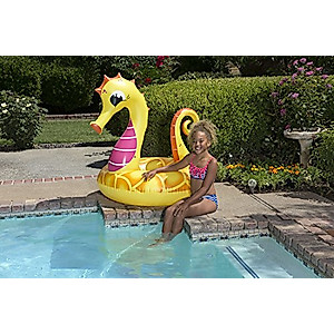 Poolmaster 48-Inch Inflatable Swimming Pool Party Float, Seahorse, Yellow