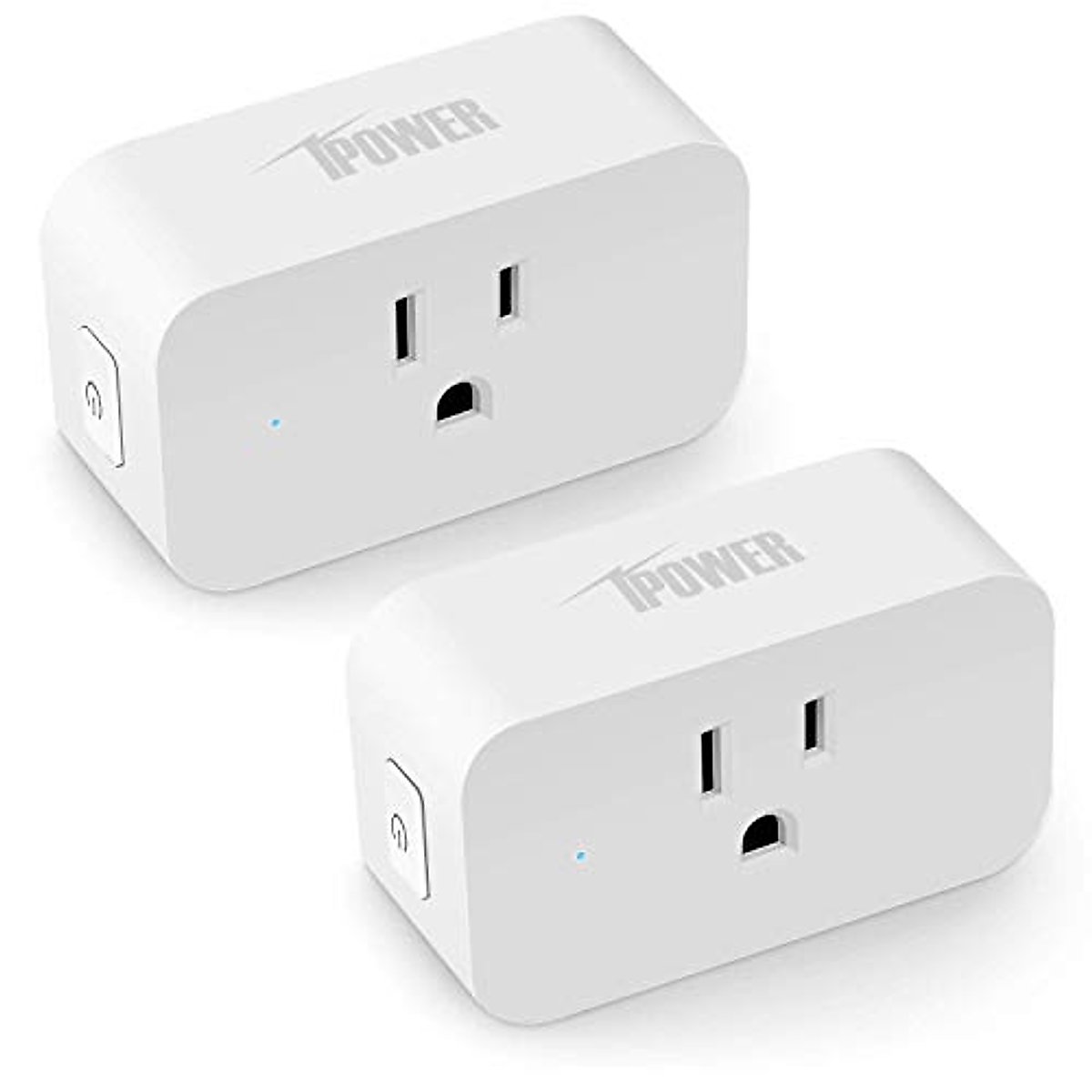 iPower Smart Plug WiFi Mini Outlet 15 Amp Works with Alexa and Google Voice, App Remote Control, Timer, No Hub Required, 2 Pack, 2-Pack