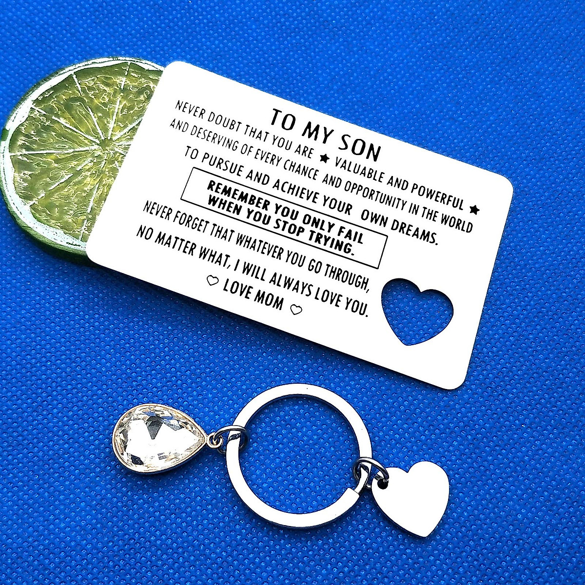 Engraved Wallet Insert Card for Son from Mom, Inspirational Gifts for Son, Son Wallet Card Gifts, Stainless Steel Son Birthday Card, Graduation Gifts Christmas Deployment Gifts for Son