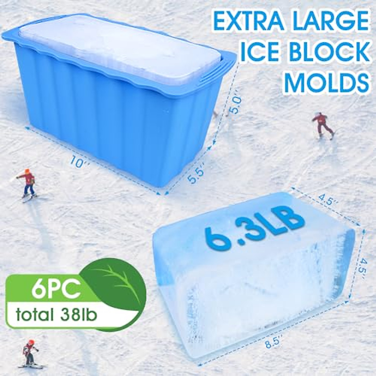 Haldane 4PC Extra Large Ice Cube Molds 25LB Ice Bath Water Chiller Giant Ice Block Molds Silicone Ice Block Maker For Home, Thicker Big Ice Cube Tray Reusable Athletes Cold Plunge Accessories