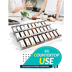 LaVie Home Expandable Spice Tray for 9" to 17" Wide Drawer, 6pcs Combinable Clear Racks (3 or 6 Tiers), Up to Store 30 Seasoning Jars, for Small/ Narrow Cabinet Drawer