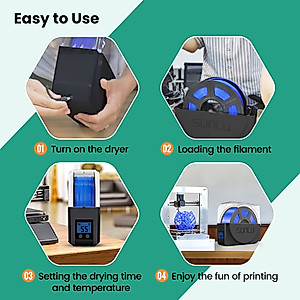 SUNLU Official Filament Dryer S1 Plus, Built-in Circulation Fan, Filament Dryer Box Storage Box for 3D Printer Filament 1.75 2.85 3.00, S1 Plus Black