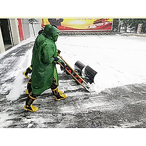 KOKMAT Snow Shovels, Rolling Snow Pusher 10in Wheels, Heavy Duty Metal Snow Pusher with Adjustable Height and Angle for Driveway, Garden, Pavement Cleaning (Size : Double Pole)