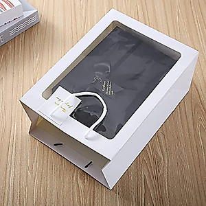 ywbag 10 Pcs Clear Gift Bag With Window, 13.8x 9.8x 5.9 White Transparent Bouquet Gift Bags With Handle for Bridal Shower, Festivals Party