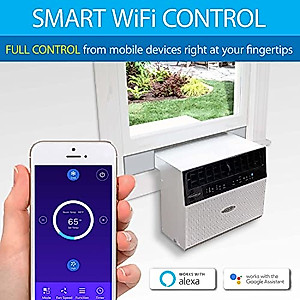 Soleus Air Exclusive 6,000 BTU Energy Star First Ever Over The Window Sill Air Conditioner Revolutionary Safety Class and Whisper Quiet, Keep a Clear View Through Your Window, With WiFi, Google Home, and Alexa (Fits up to 11" Wide Window Sill)
