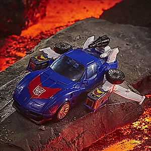 Transformers Toys Generations War for Cybertron: Kingdom Deluxe WFC-K26 Autobot Tracks Action Figure - Kids Ages 8 and Up, 5.5-inch, Blue