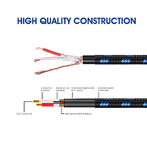 DREMAKE 3-Pin Mini XLR to Jack 3.5mm Plug Stereo Audio Balanced Cable, 1/8" TRS 3.5mm Male to Mini XLR Male Adapter Cable for Cameras, Headphones, 1 Feet - Blue Tweed Braided