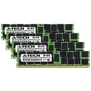 A-Tech 64GB Kit (4x16GB) Memory RAM for Dell Precision T3600 - DDR3L 1333MHz PC3-10600 ECC Registered RDIMM 2Rx4 1.35V - Server
