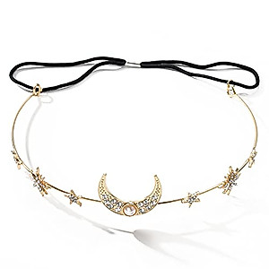 Fdesigner Gold Wedding Hair Accessories Pendant Head Chain Moon Star Hair Jewelry FashionCrystal Hair Pieces for Women