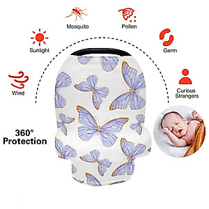 Nursing Cover Breastfeeding Scarf Purple Butterflies- Baby Car Seat Covers, Stroller Cover, Carseat Canopy(6te0j)