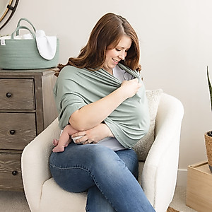 Natemia 4 in 1 Baby Car Seat Cover - Multi-Functional Stretchy & Soft Canopy, Nursing, Shopping Cart, & High Chair Cover