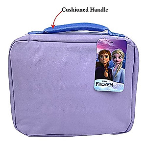 Disney Frozen 2 Lunch Box with Princesses Elsa and Anna - Soft Insulated Lunch Bag for Girls, Purple
