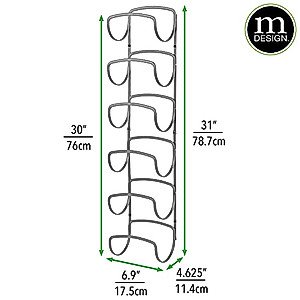 mDesign Steel Towel Holder for Bathroom Wall - Wall Mounted Organizer for Rolled Bath Towels - Six Level Wall Mount Towel Storage Rack - Bathroom Towel Organizer - Hyde Collection - Graphite Gray