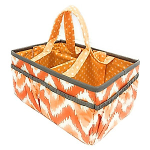 Bacati Mix and Match Unisex Nursery Fabric Storage Caddy with Handles, Orange