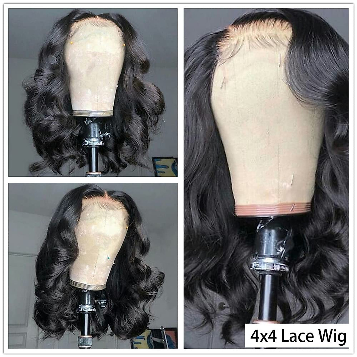 Body Wave Lace Front Wigs Human Hair Pre Plucked With Baby Hair Swiss Lace Front Wigs Human Hair Brazilian 4X4 Lace Closure Human Hair Wigs Natural Color For Black Women 180% Density（14inch）