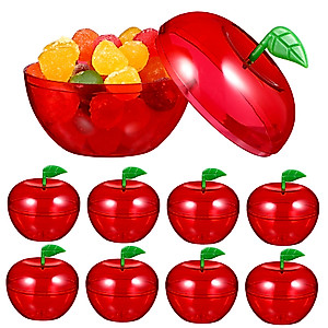MAGICLULU 12 Pcs Fillable Red Apple Container Food Grade Plastic Apple Shape Christmas Container Chocolate Container for Xmas
