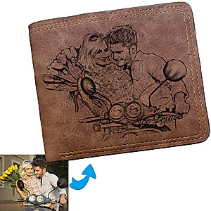 ICE PRINCE Mens Wallet Can Be Customized With Customer Photo And Text Custom Bi-Fold Soft Wallet (light brown)