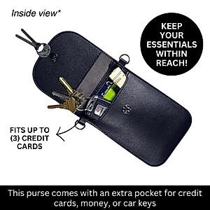 Save the Girls Cell Phone Purse Charming Cat Design (Black) - Touch Screen Women’s Crossbody Handbags (Just For Fun) - Phone Bag & Crossbody Phone Strap (Cat Purse)