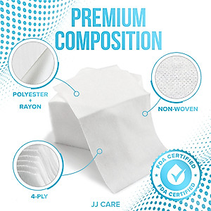 JJ CARE Non Woven Gauze [1000 Count], 2x2 Non Woven Gauze Pads for First Aid, 4-Ply Dental Gauze, Lint-Free Esthetic Wipes, Gauze Sponges for Wound Care