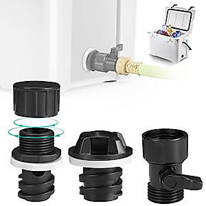WADEO Cooler Drain Plug Hose Connection, Replacement Drain Plug with Garden Hose Shut Off Valve for YETI Cooler, YETI Tundra Cooler, Roadie Cooler, Tank Cooler and RTIC 20QT, 45QT, 65QT Cooler
