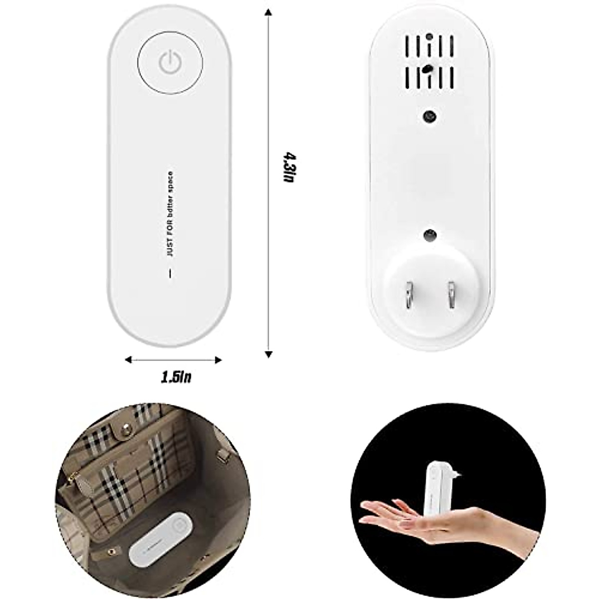 Pure Air - 5 Units- Plug-in Air Purifier,Mini Portable Air Purifier for Home & More Suitable for Bedrooms, Toilets, Living Room,bathrooms,closets,hotel,pet room