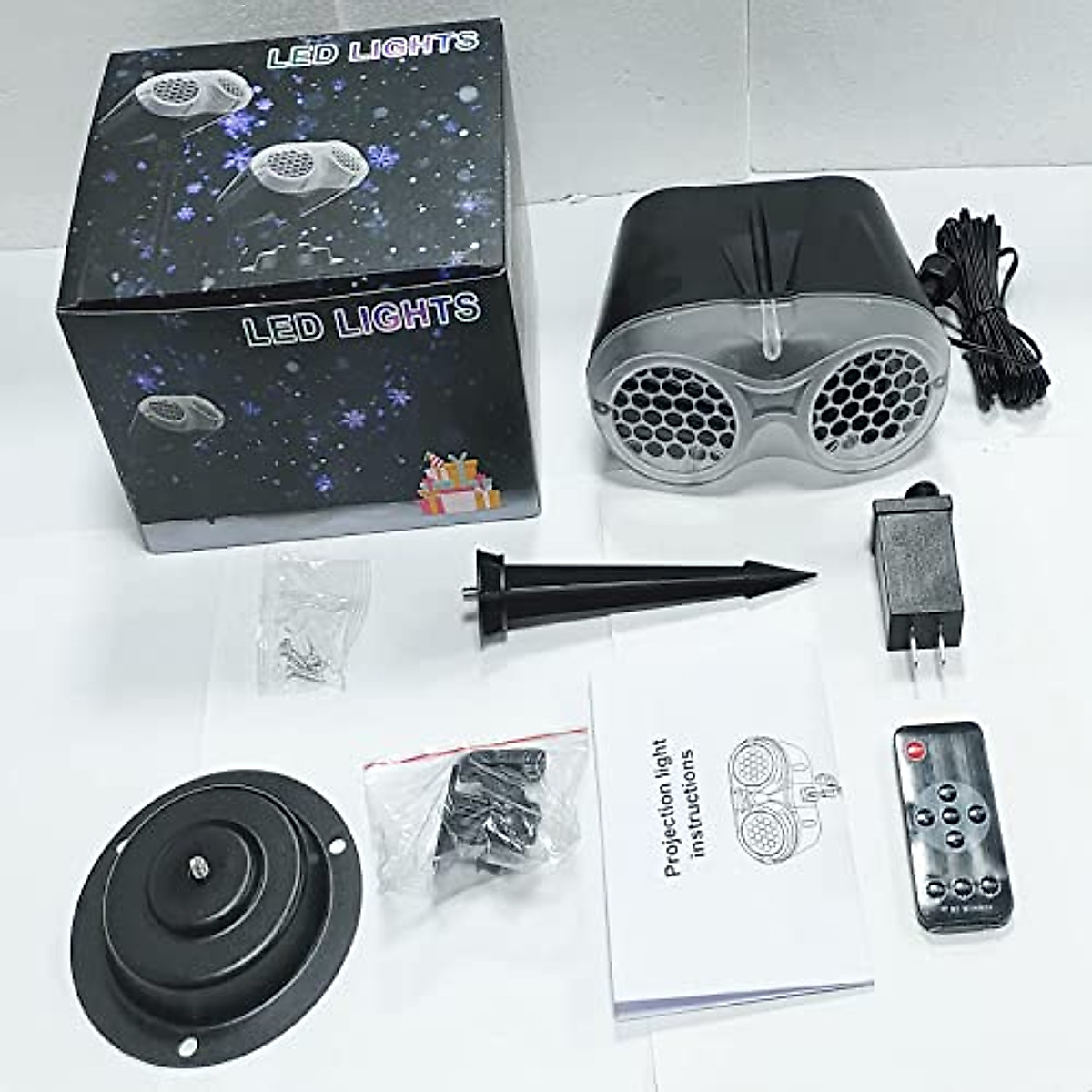 MIS1950s Christmas Snowflake Projector Lights Outdoor Indoor, Upgraded Dynamic Bright LED Snowfall Show Projector, Waterproof Garden Decorative Lighting Xmas Home Party Holiday Patio Decor (Black)