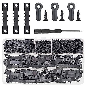 Powlankou 200 Piece Picture Hanger Kit, Including 100 Sawtooth Picture Frame Hangers and 100 Frame Turn Buttons with Screws