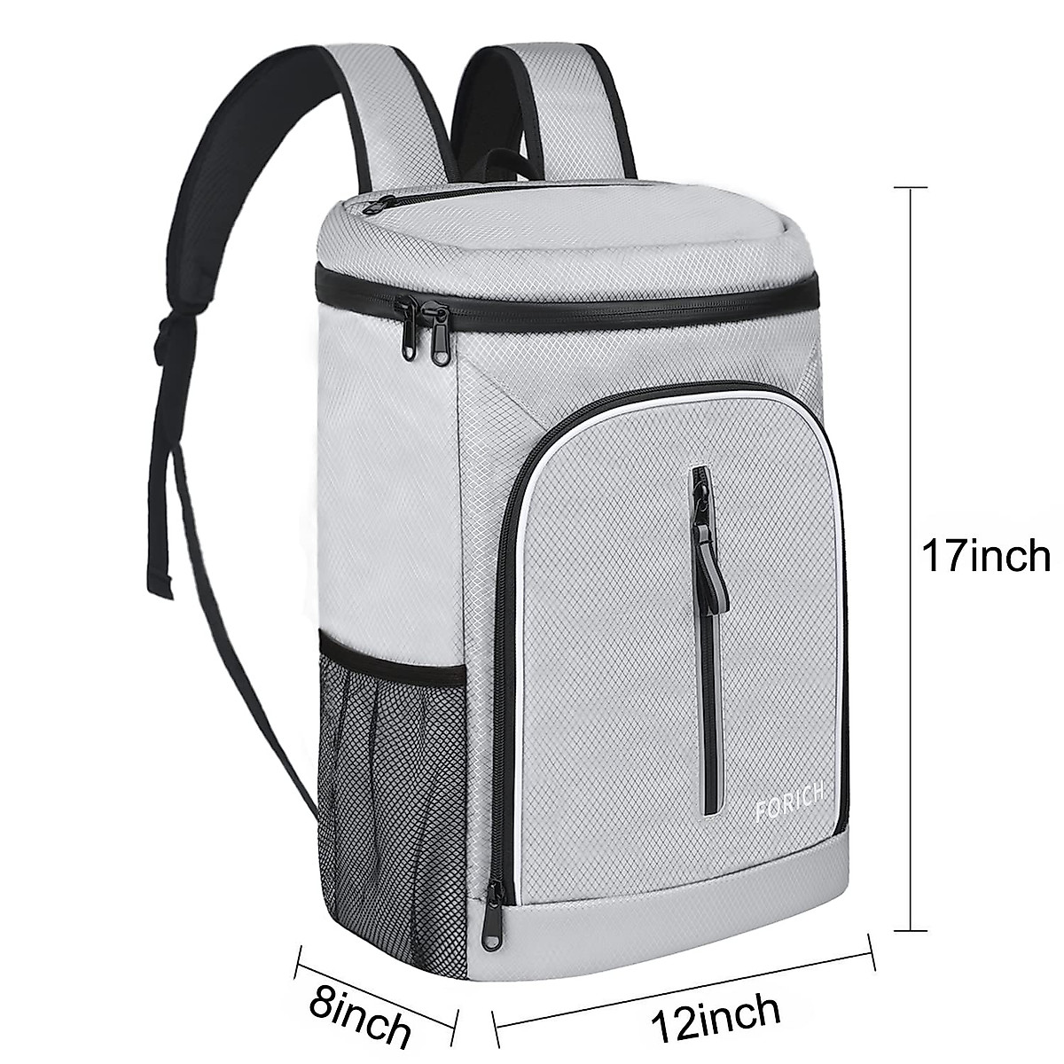 FORICH Soft Cooler Backpack Insulated Waterproof Backpack Cooler Bag Leak Proof Portable Cooler Backpacks to Work Lunch Travel Beach Camping Hiking Picnic Fishing Beer for Men Women (Gray)