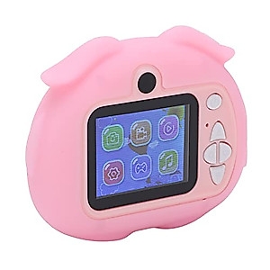 Mini Kids Camera, Specially Made Kids Camera Music Playback USB Interface 27 Head Stickers Built in 400mAh Battery for Picnic for Girls(Pink)