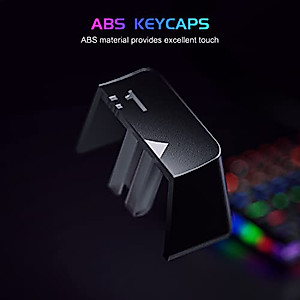 Punkston TK87 Mechanical Gaming Keyboard, RGB Rainbow LED Backlit TKL 87 Keys Anti-Ghosting PC Gaming Wired Keyboard for Windows/Mac (Blue Switch, Black)