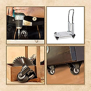 FactorDuty 4 Pack Combo 2 inch Caster Wheels 2 Rigid Non Swivel Fixed Stationery & 2 with Brake Swivel Plate All Black Polyurethane Wheels Non Marking No Noise 150LB Per Wheel