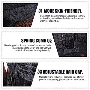 ENTRANCED STYLES Wavy Bob Wigs with Bangs for Women Black Mixed Brown Short Wavy Bob Curly Wig Synthetic Natural Looking Heat Resistant Fiber Wig