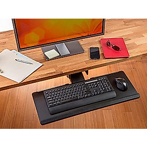 Monoprice Adjustable Ergonomic Keyboard Tray – Black, With a 26.4 x 10in Full Size Platform, Extends Min 18.2in / Max 30.8in - Workstream Collection