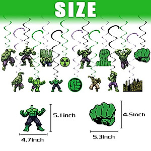 30 PCS Green Hero Party Hanging Swirl Decoration ,Heroes Theme Green Hero Hanging Swirl Foil Decorations Birthday Party Supplies