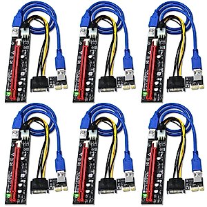 FebSmart GPU Riser for Ethereum Mining Rigs, PCIE Risers for ETH Mining Rigs, GPU Extension Cable, PCIE Extension Cable, PCIE X16 Riser, VER006C PCIE Riser, VER006C GPU Riser (Black-6PCS)