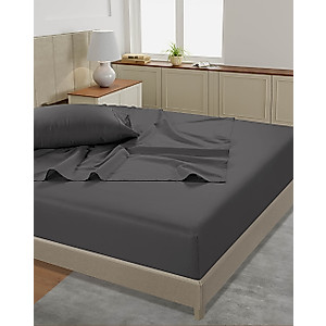 LANE LINEN 100% Cotton Sheets Queen Size Bed Set – 450 Thread Count, Soft & Cooling Sateen Weave, Deep Pocket Fits 15” Mattress, Luxury Hotel Bedding, Queen Bed Sheets, Charcoal