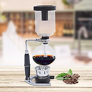 KenSyuInt 3 Cups Syphon Coffee Maker|Tabletop Glass Siphon Pot Syphon Coffee Maker Set-Siphon Vacuum Coffee Maker|High Temperature Resistant Glass Not Breakable