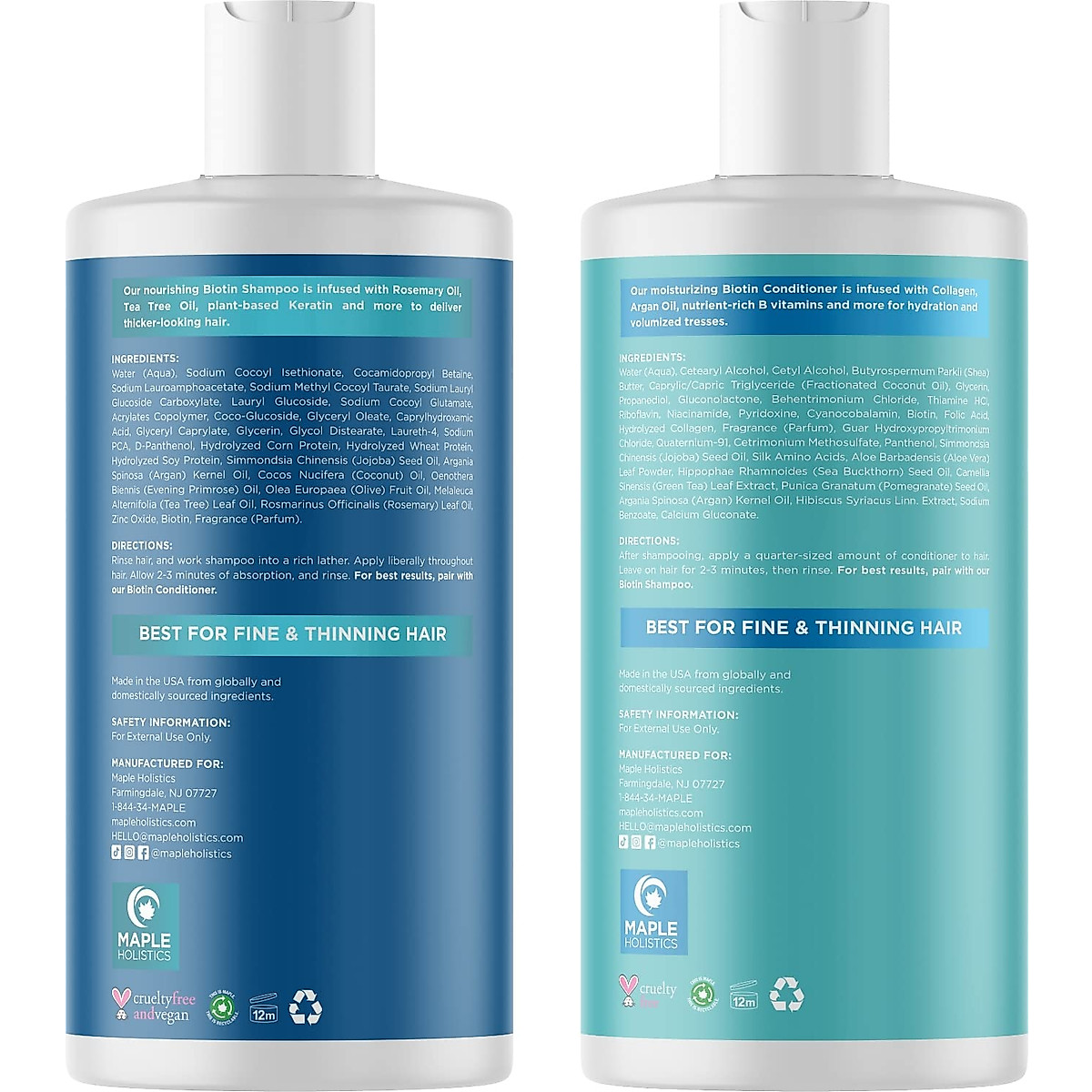 Biotin Shampoo and Conditioner and Hair Supplement - Biotin for Hair Growth Supplement Plus Rosemary and Volumizing Shampoo and Conditioner Set - Rosemary Biotin and Collagen Hair Thickening Products