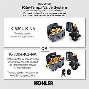 KOHLER TS15611-4-CP Coralais(R) Rite-Temp(R) Shower Valve Trim with Lever Handle and 2.5 gpm showerhead, Polished Chrome