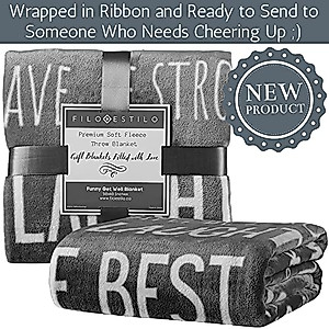 FILO ESTILO Funny Get Well Soon Gifts for Women or Men, Funny Healing Blanket, Post Surgery Gifts, Fun Recovery Presents for Sick Friends, Cheer Up and Feel Better Gifts for Women (Grey)