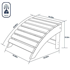SERWALL Folding Adirondack Ottoman, Weather Resistant Adirondack Footrest Without Assembly, Cyan Blue