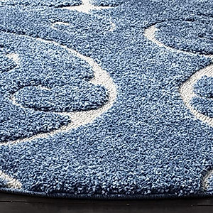 SAFAVIEH Florida Shag Collection Area Rug - 6'7" Round, Creme & Creme, Scroll Design, Non-Shedding & Easy Care, 1.2-inch Thick Ideal for High Traffic Areas in Living Room, Bedroom (SG455-1111)