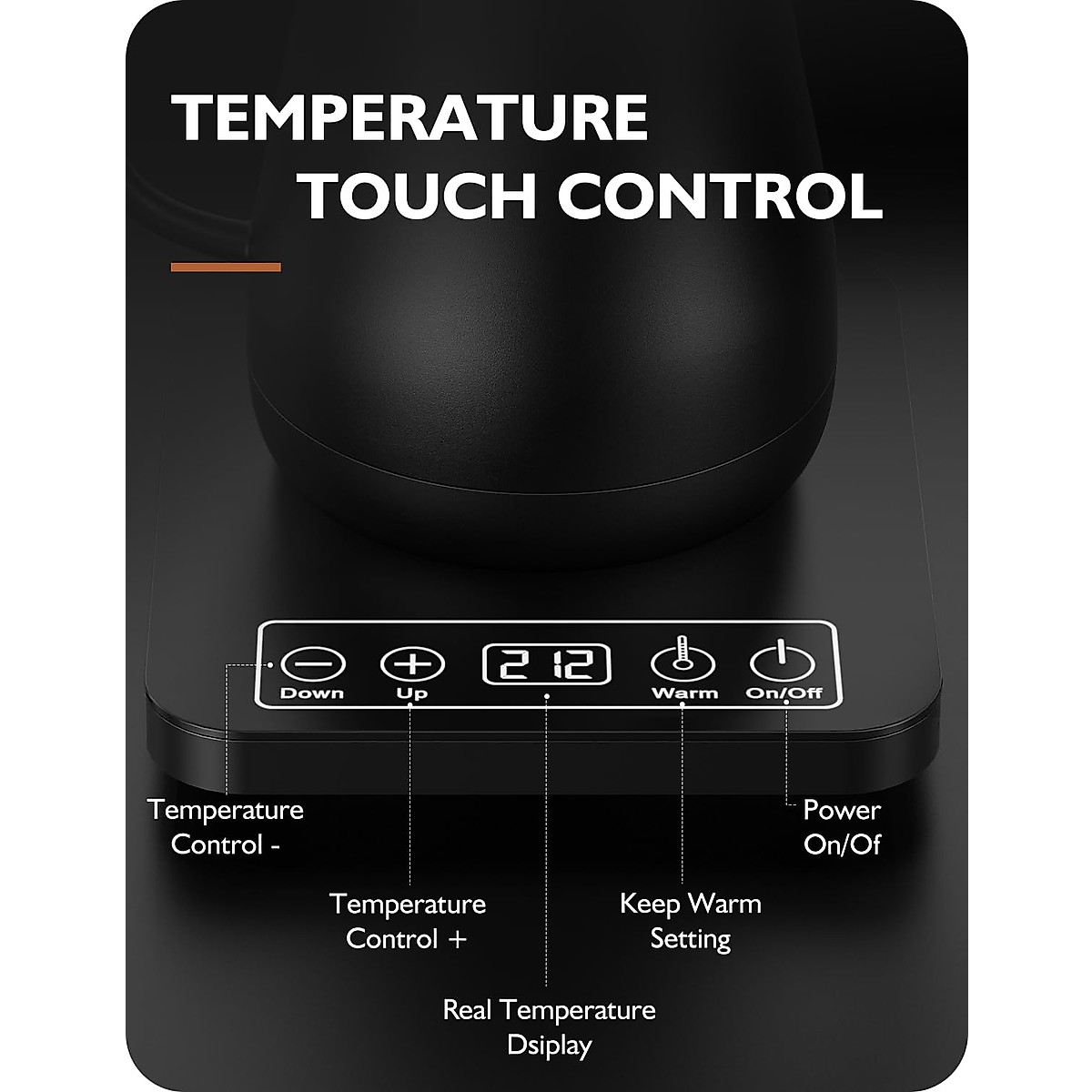 Gooseneck Electric Kettle Temperature Control Large LCD Screen Quick Boiling Pour Over Kettle for Coffee & Tea Anti-dry Protection, Stainless Steel Inner Water Boiler, 4H Warm Function