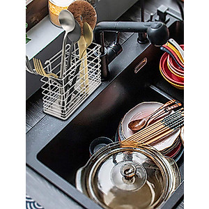 kaileyouxiangongsi Utensil Drying Rack/Chopsticks/Spoon/Fork/Knife Drainer Basket Flatware Storage Drainer,2 Divided Compartments, Sturdy 304 Stainless Steel, Rust Proof