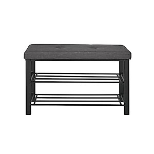 neatfreak Upholstered Storage Bench for Shoes - Double Seat Shoe Bench with Upholstered Fabric Seat Cushion and 2 x Shoe Racks - Perfect for Entryway, Mudroom, Foyer - 12.59" D x 31.89" W x 19.48" H